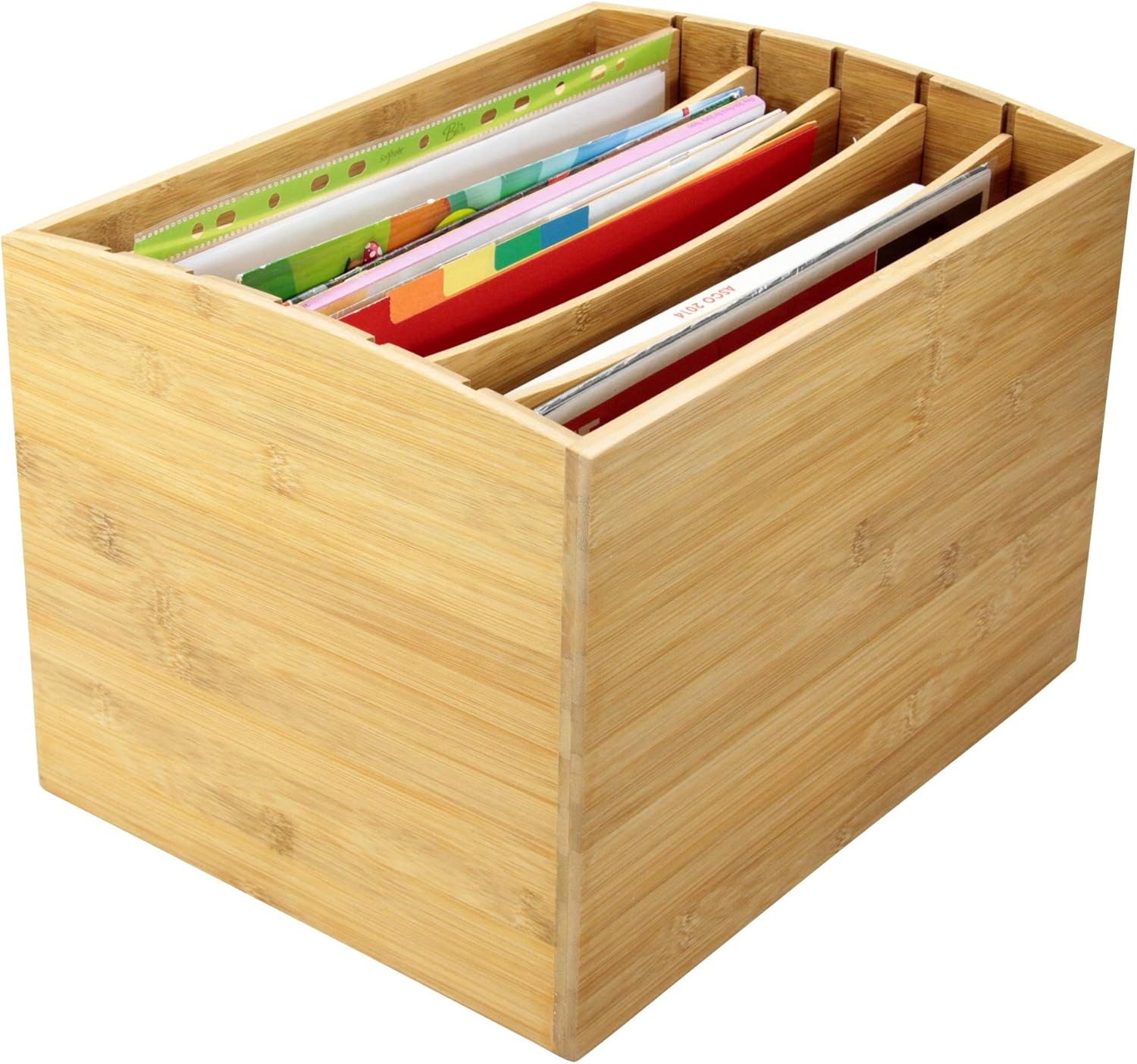 Bamboo Desktop File Sorter A4 Document Organiser Storage (With Drawer ...