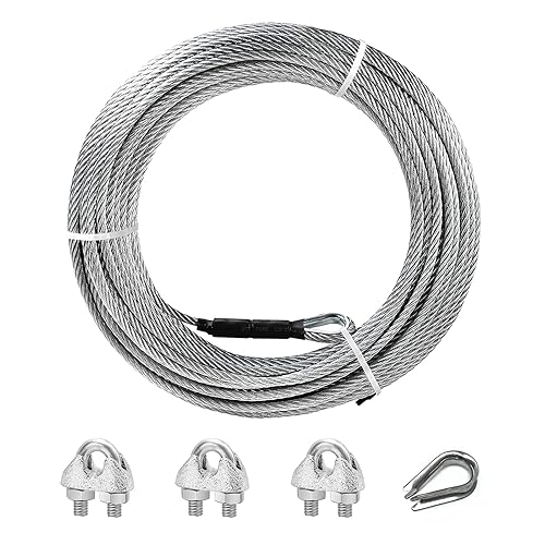 ZIPEAK 3/16" Wire Rope, 50FT Zipline Cable, Galvanized Steel Aircraft ...