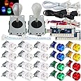 Amazon.com: SJ@JX 2 Player Arcade Game Stick DIY Kit Buttons with Logo LED 8 Way Joystick USB ...