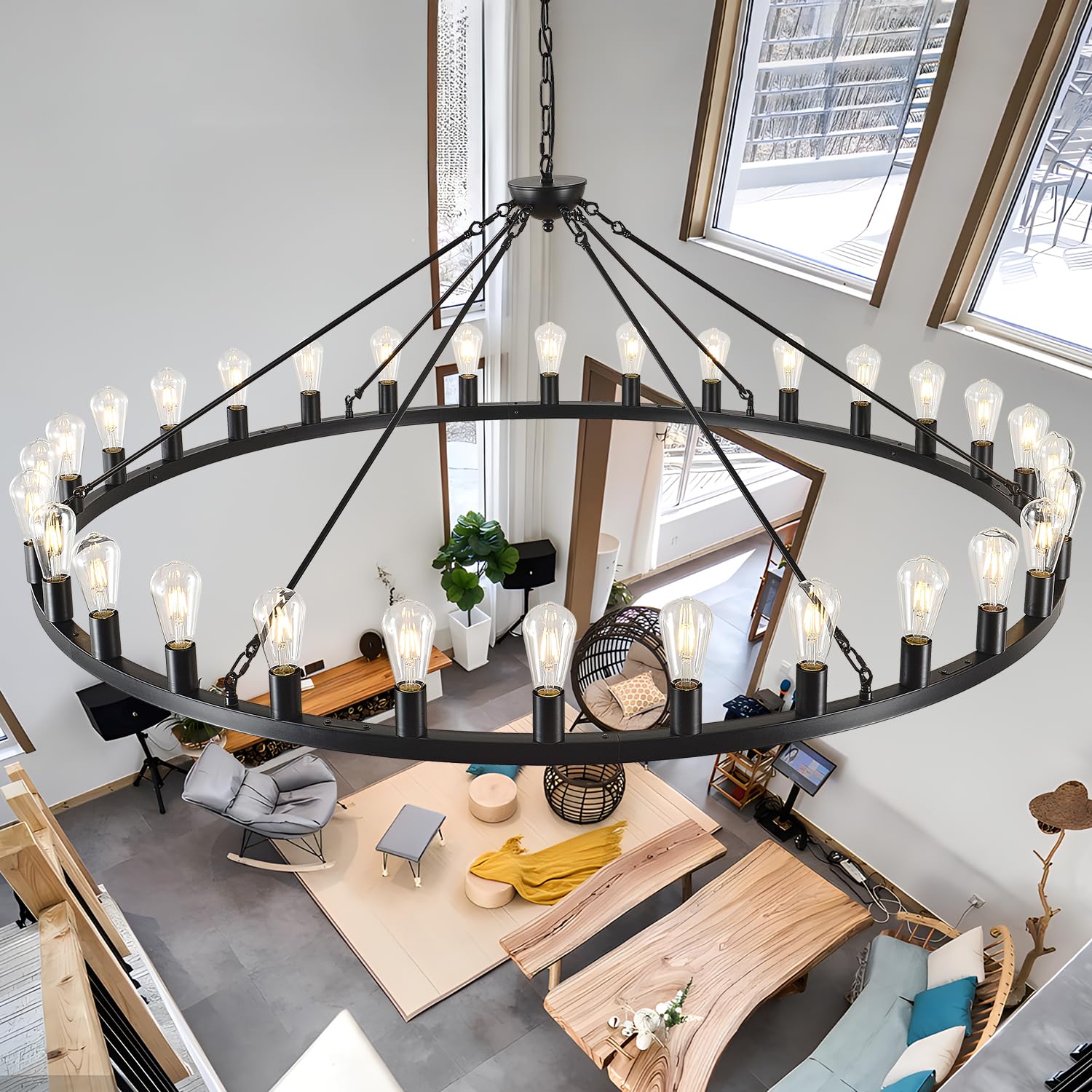 Stunning Wagon Wheel Chandelier Black Gallery