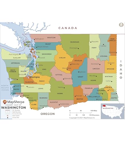 Laminated Map Large Detailed Administrative Map Of Washington State