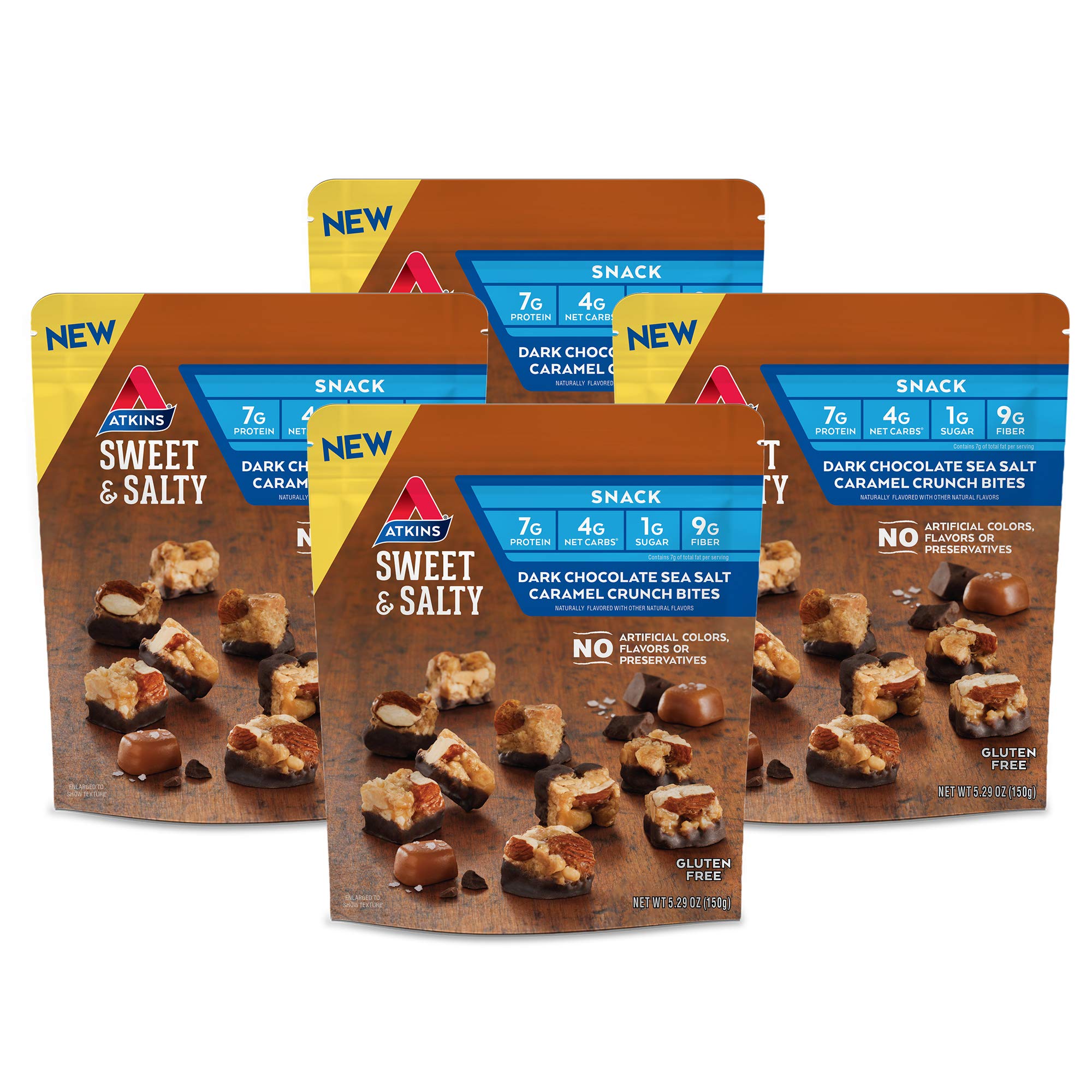Atkins Sweet & Salty Dark Chocolate Sea Salt Caramel Crunch Bites, 5.29 ...