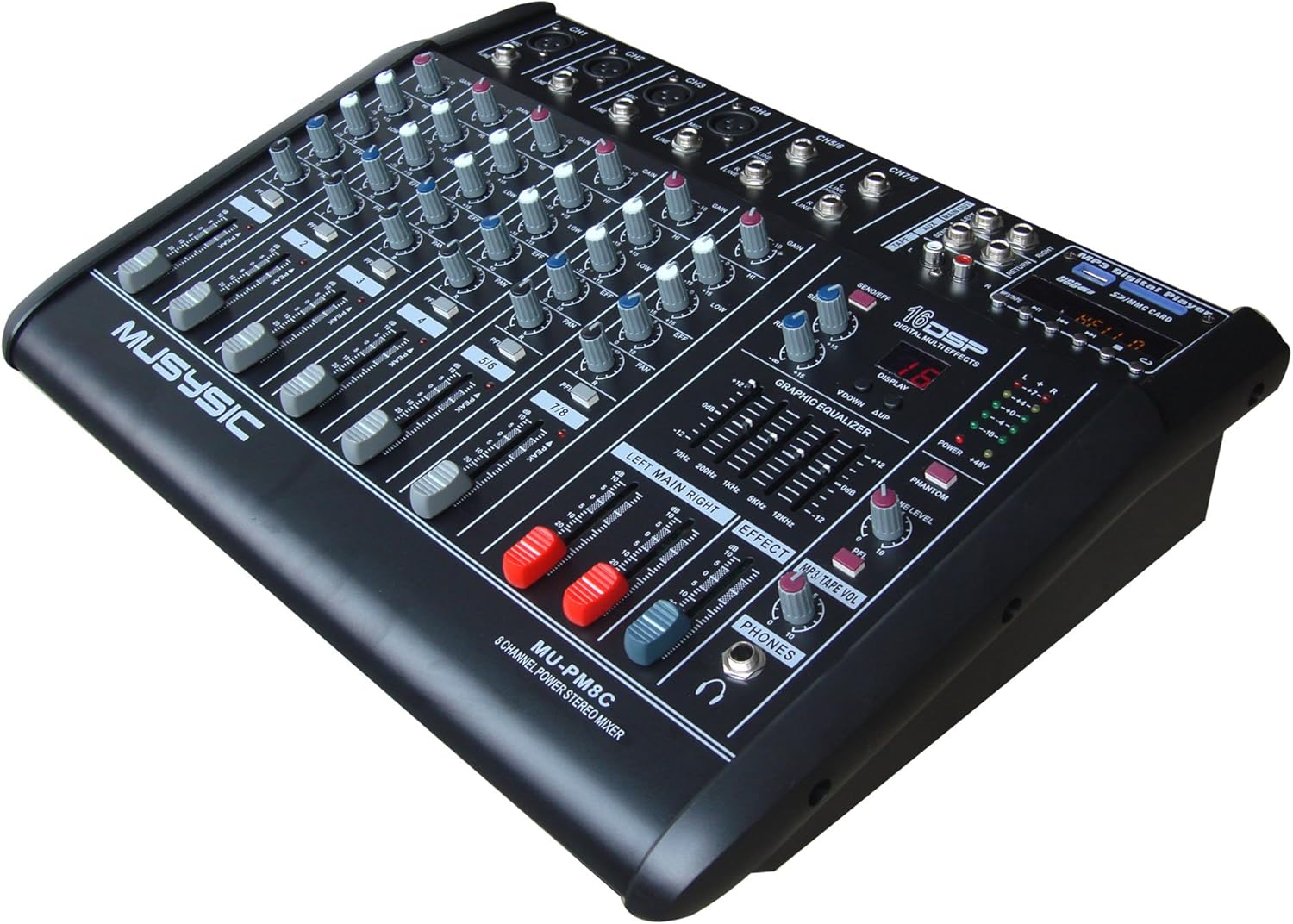 Amazon.com: 8 Channel Professional 4000 Watts Powered Mixer With USB/SD ...