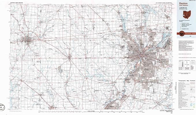 Amazon.com : YellowMaps Dayton OH topo map, 1:100000 Scale, 30 X 60 ...
