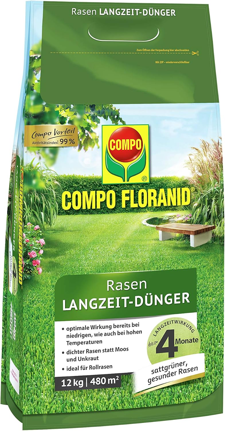 COMPO FLORANID Rasen Langzeit-Dünger, 4 Monate Langzeitwirkung ...