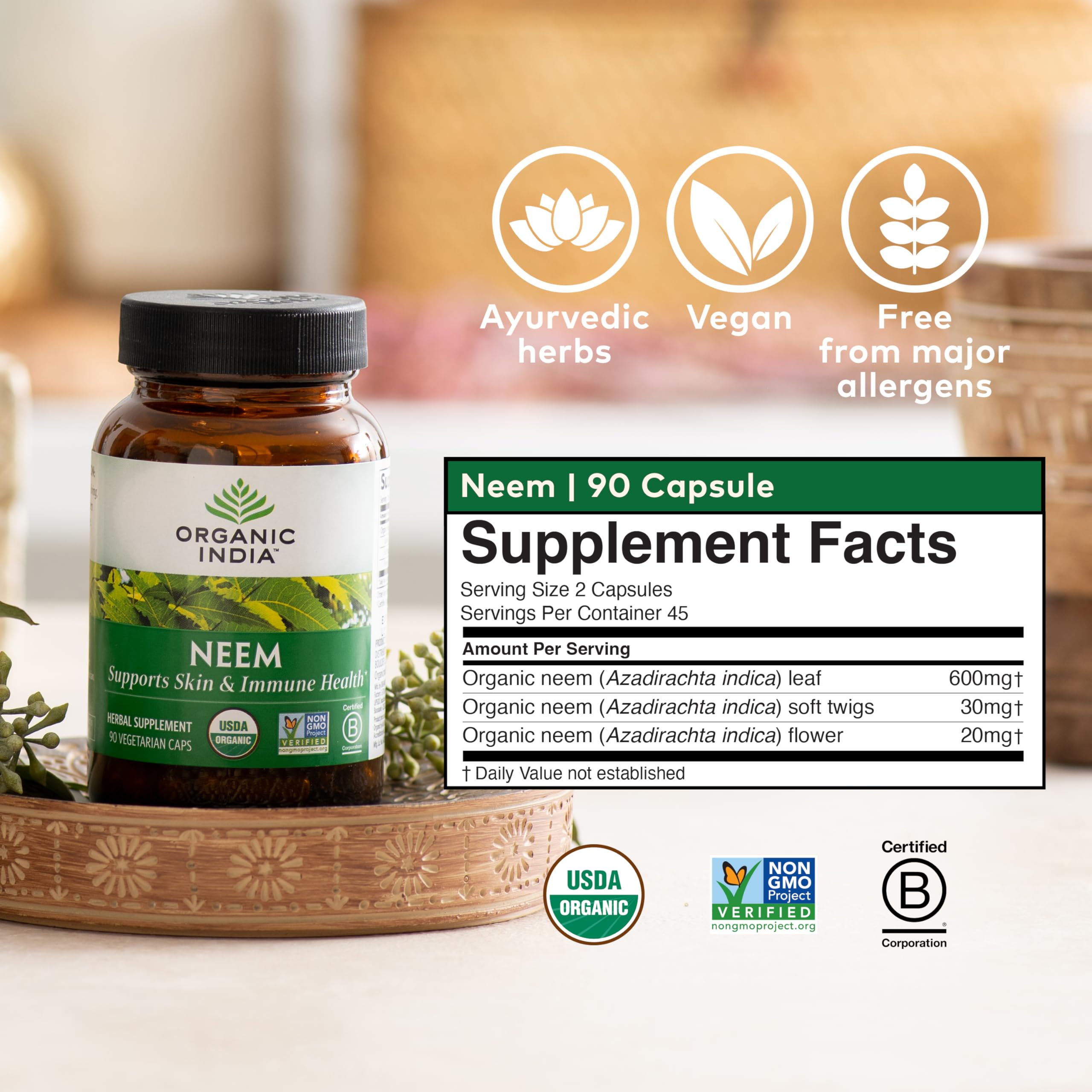 Mua ORGANIC INDIA Neem Herbal Supplement - Supports Skin, Immune ...
