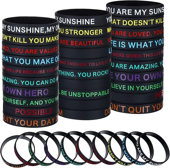 40 Pieces Motivational Silicone Wristbands Inspirational Rubber ...