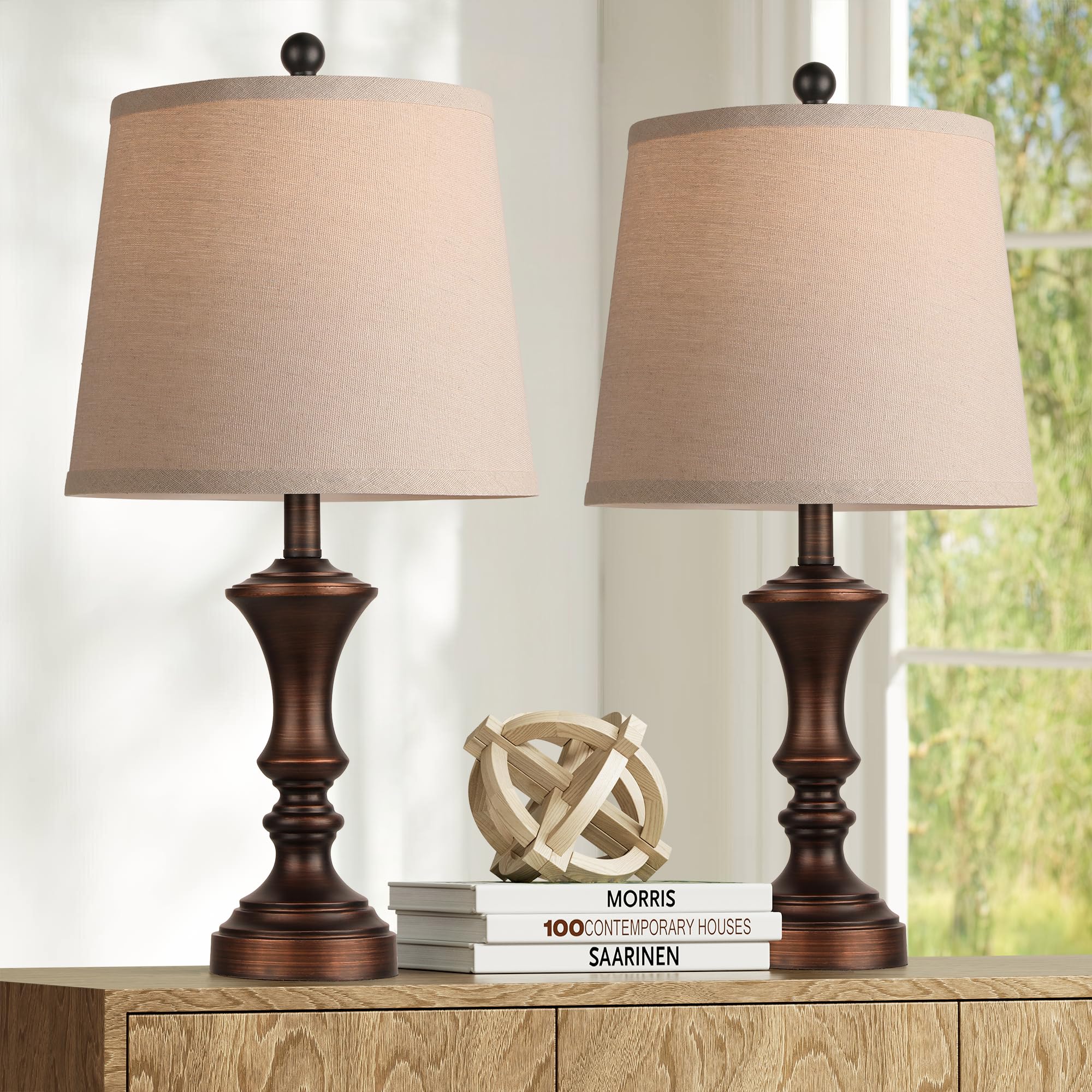 ROTTOGOON Retro Table Lamps Set of 2 Nightstand Lamp for Bedroom ...