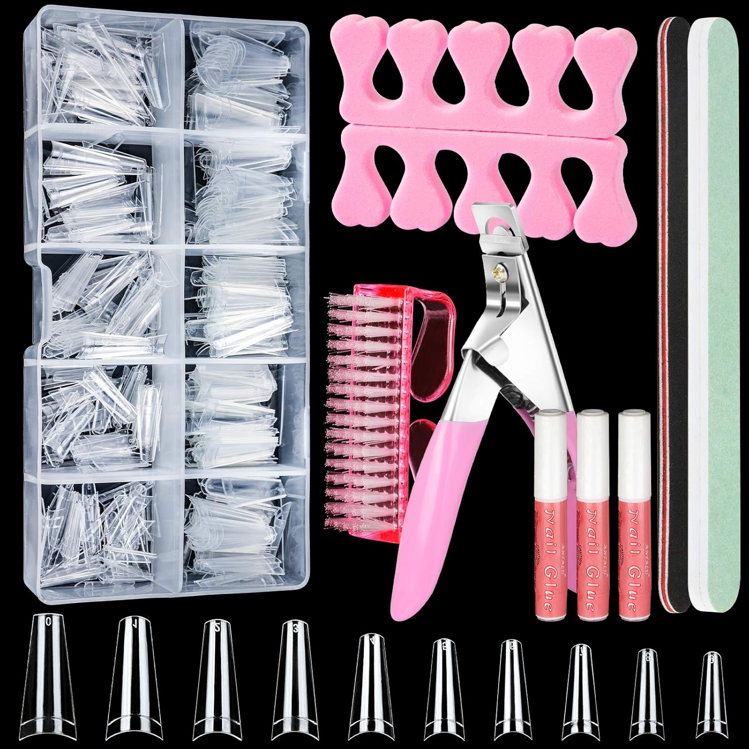 Amazon.com: Acrylic False Nail Tips kit, FANDAMEI 500 PCS French Coffin ...