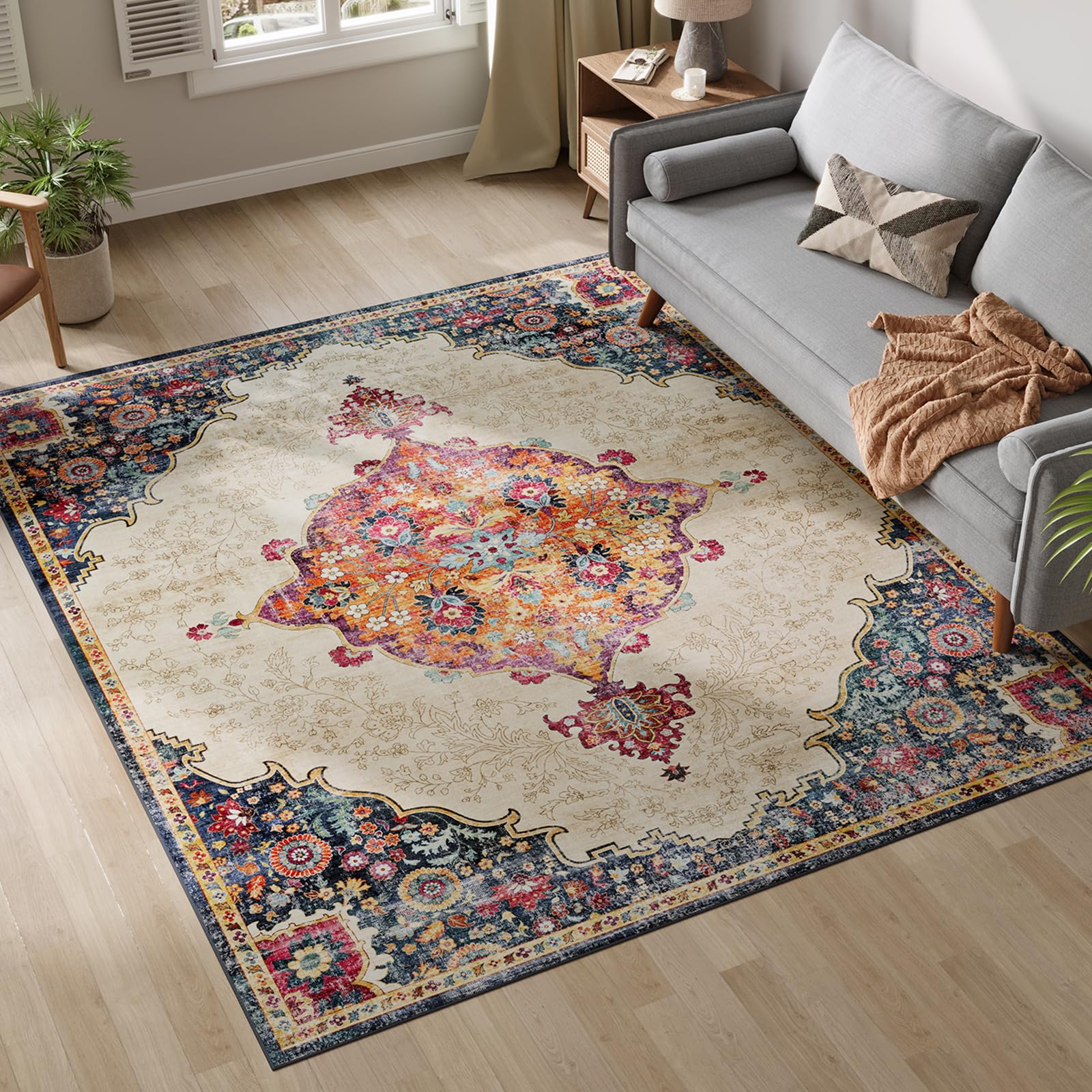 Dripex 8x10 Area Rugs, Machine Washable Non Slip Distressed Boho Rugs ...
