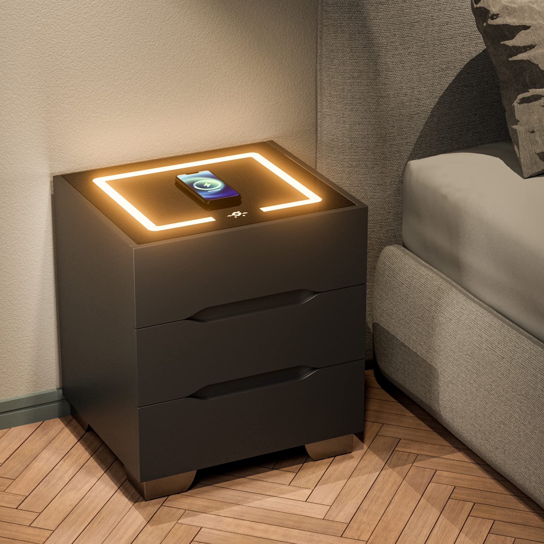 Mua Smart Nightstand with Wireless Charging Station and LED Lights ...
