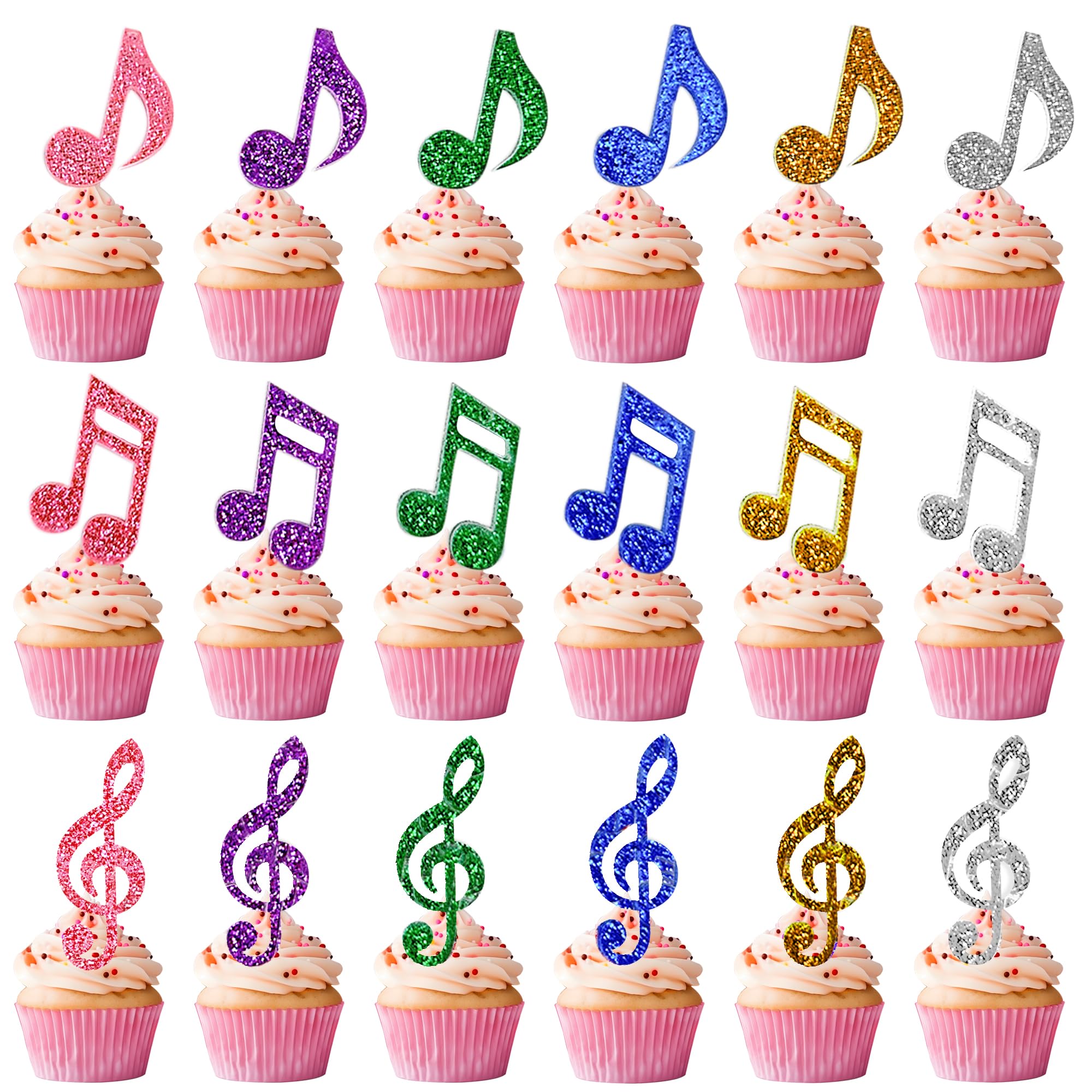 Music Note Cupcake Toppers Glitter Musical Theme Cupcake Toppers for ...