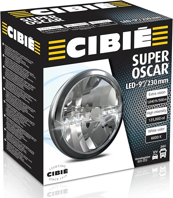 Cibie Super Oscar LED 9" 230mm Full Black 500M Vision 6000K Auxilary ...