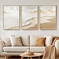 Amazon.com: Boho Abstract Beach Wall Art, Neutral Framed Canvas Prints ...