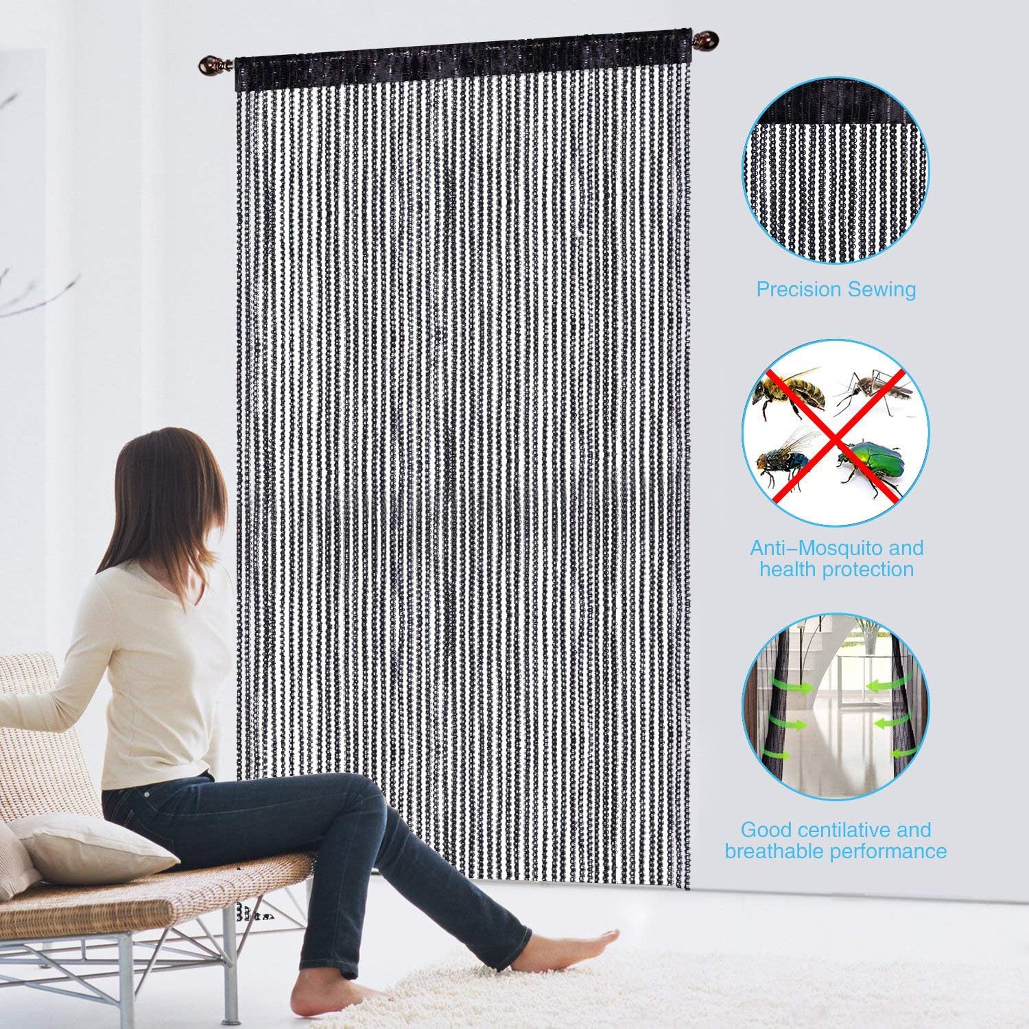 AIZESI String Door Curtain Fly Insect Bug Screen String For Doorways ...
