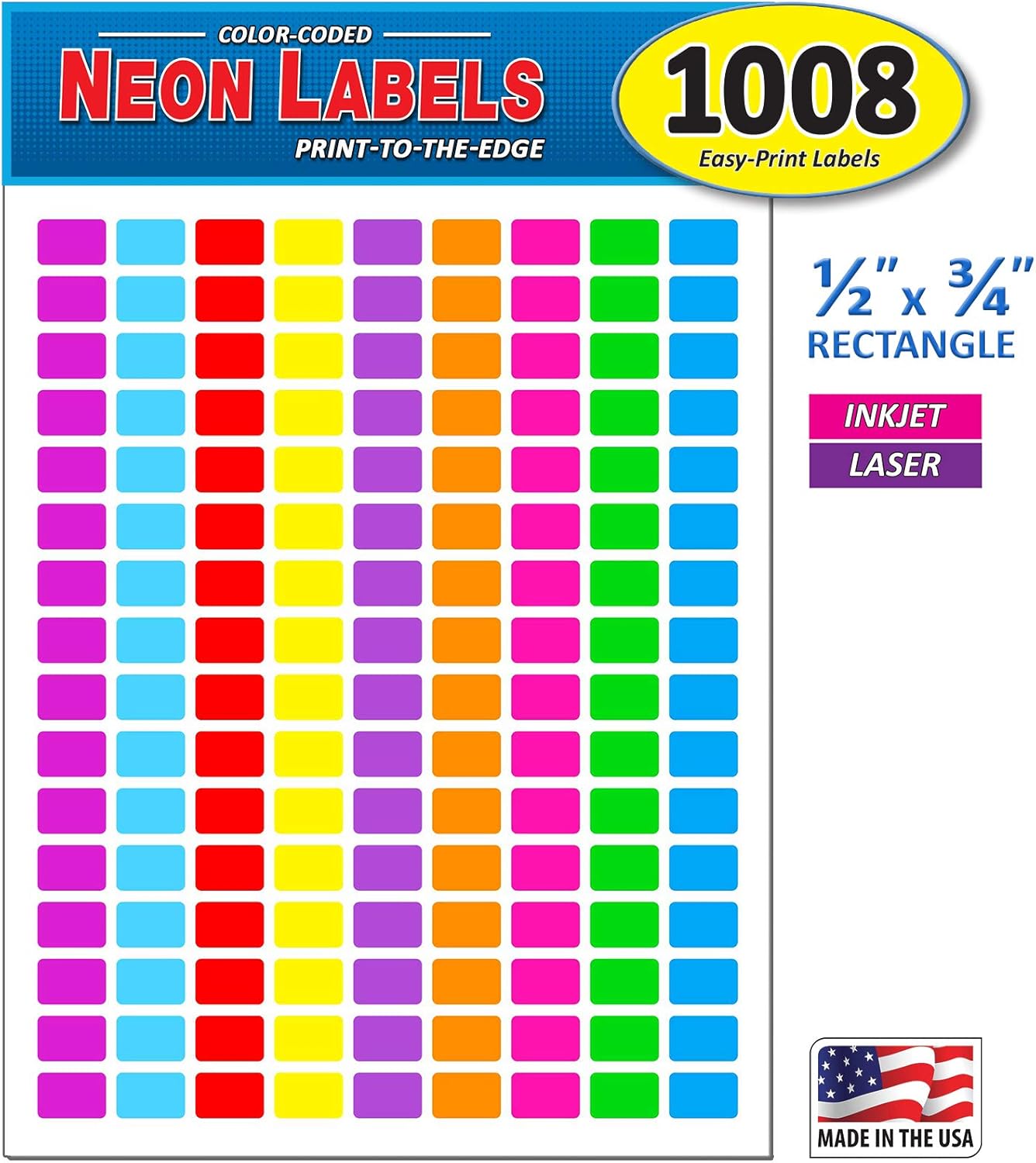 Amazon.com : Pack of 1008, 1/2" x 3/4" Rectangle Color Coding Dot ...