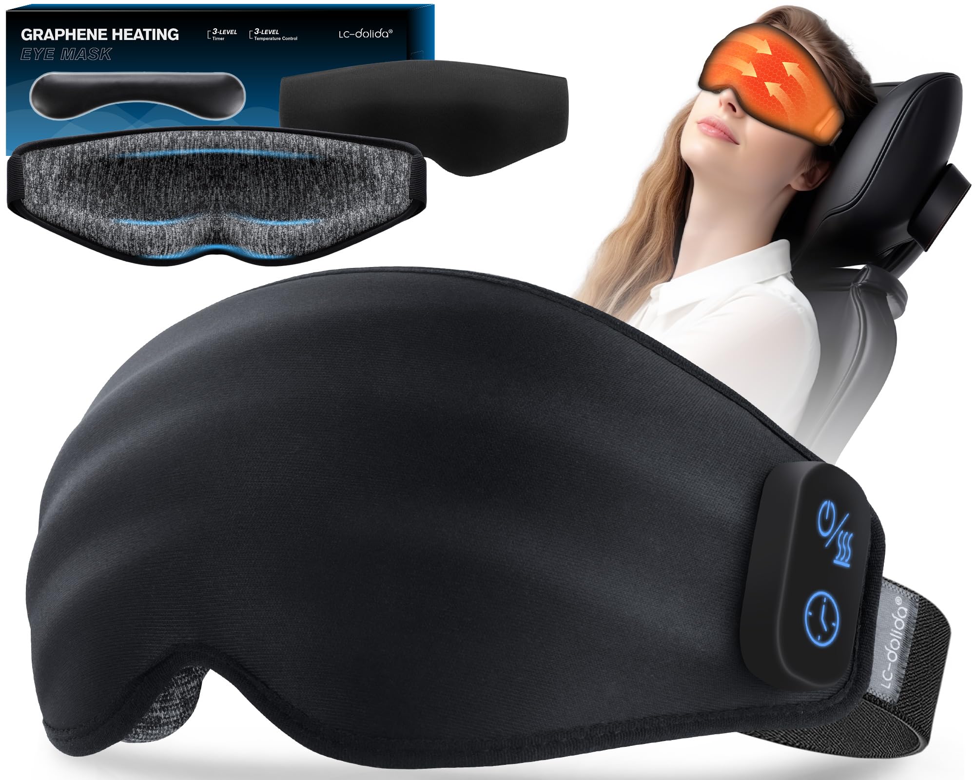 Heated Eye Mask Cordless for Dry Eyes, 3D Sleep Mask No Pressure, Warm ...