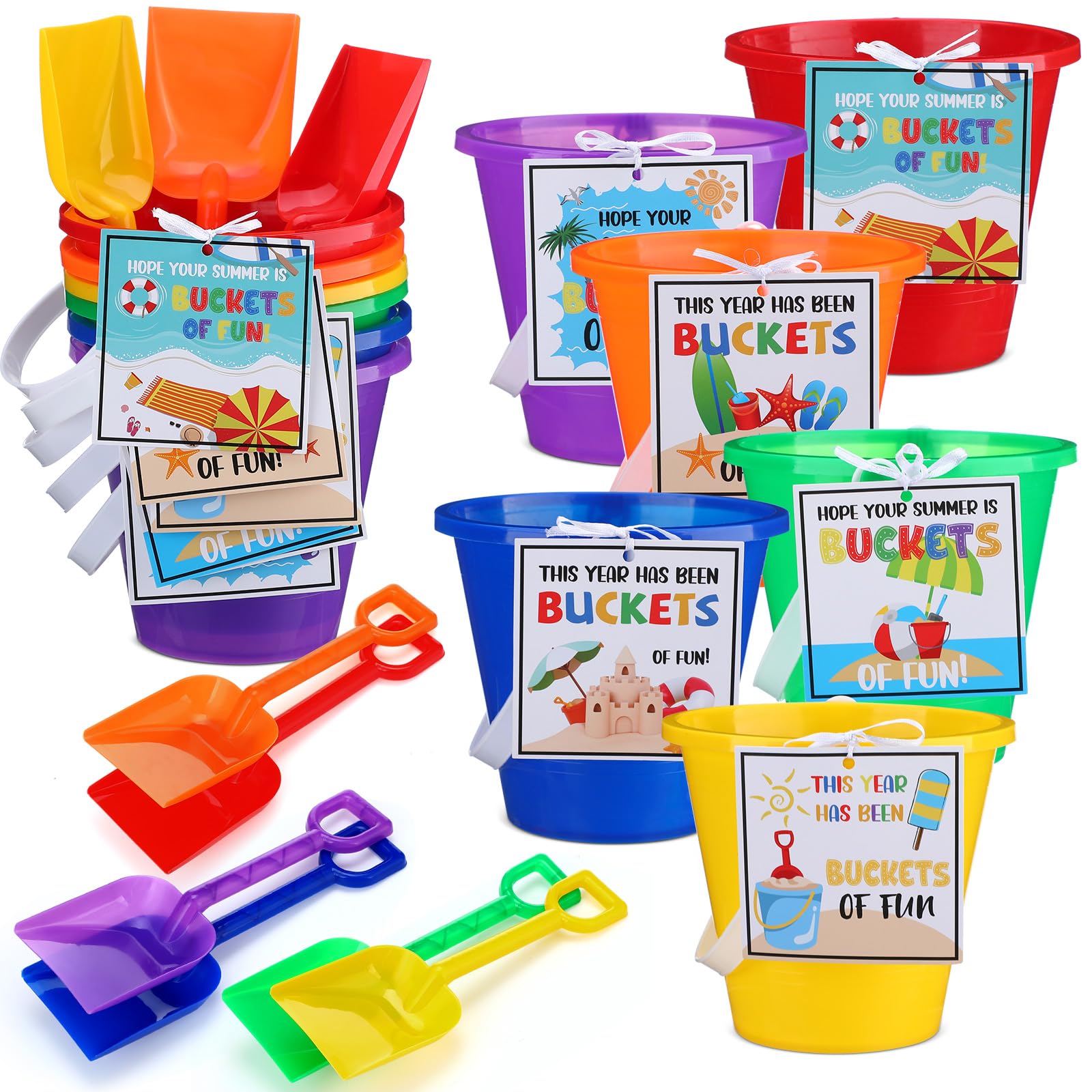 Simgoing 24 Sets 5'' Sand Beach Buckets Pail Summer Party Accessory ...