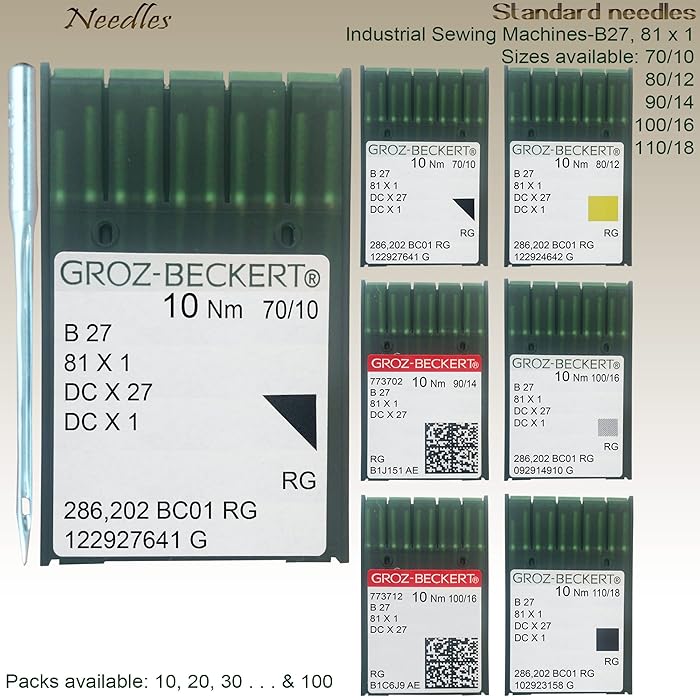 Buy Groz-Beckert Overlocking Industrial Sewing Machine Needles B27 81 x 1 All sizes (80/12-Pack ...
