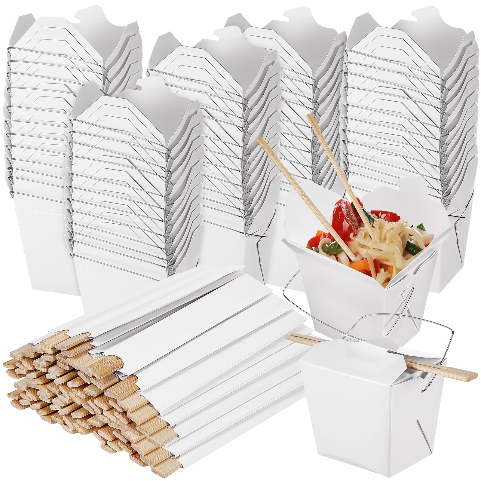 Tanlade 50 Set 16 oz Chinese Take out Boxes and Disposable Chopsticks ...