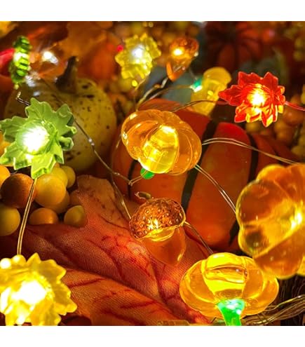 Autumn Harvest String Lights Mini Fall Harvest Lights Amber 20.25'