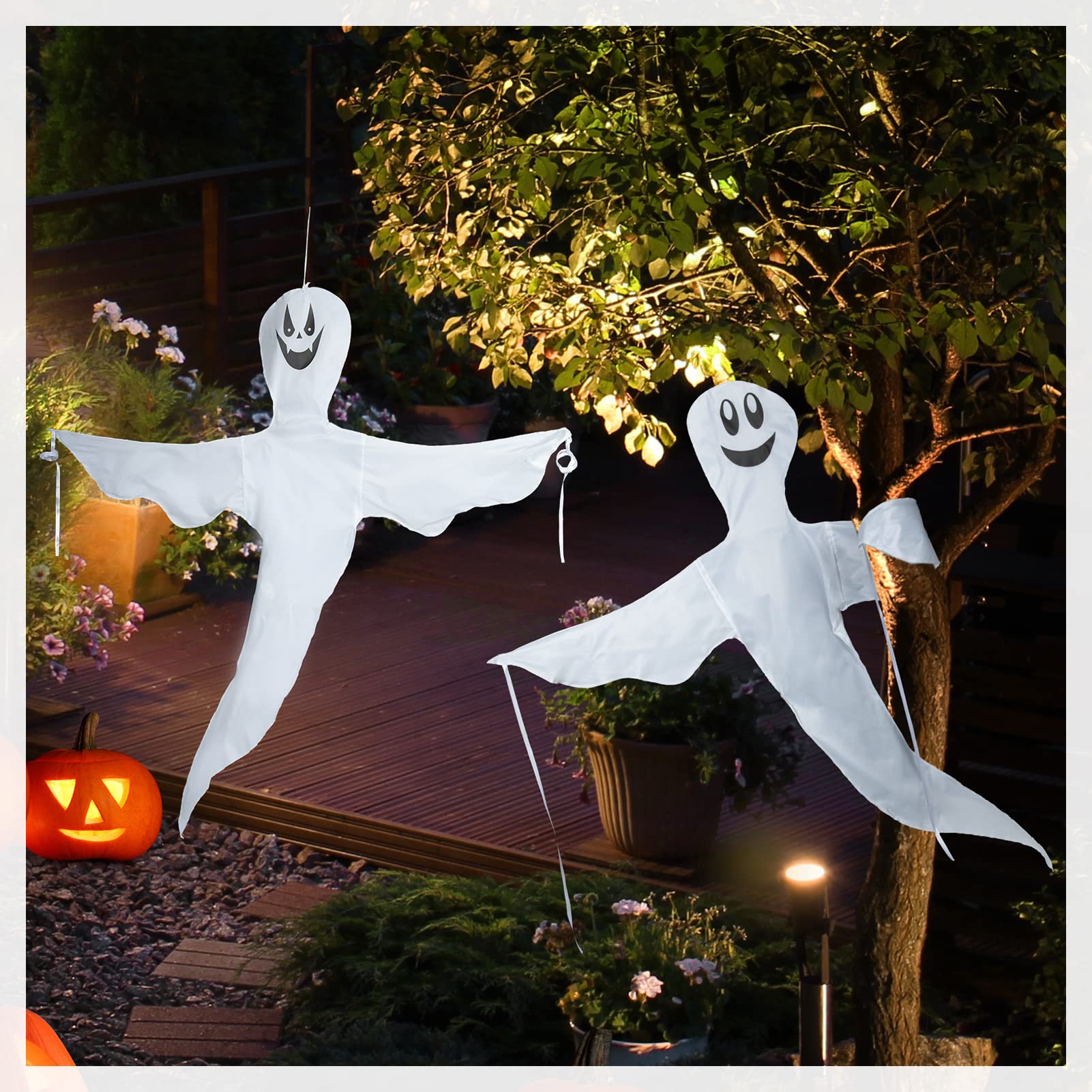 Tree Wrapped Ghost Decorations, 2-Pack 50" Cute Ghost Design Ornaments ...