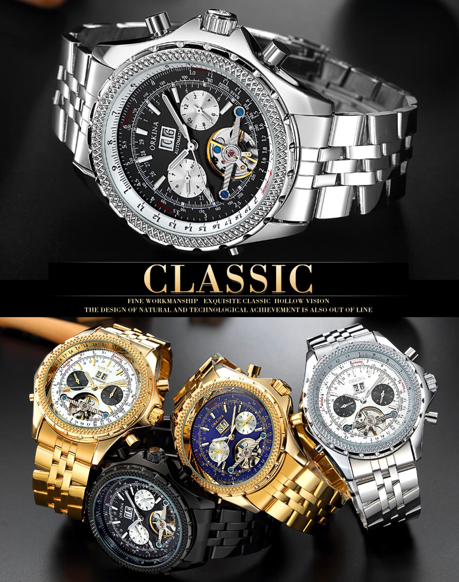 Mua ORKINA Mens Luxury Mechanical Tourbillon Multifunctional Watches ...