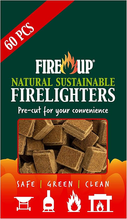 FIRE UP Natural Sustainable Firelighters, Pack of 60: Amazon.co.uk ...