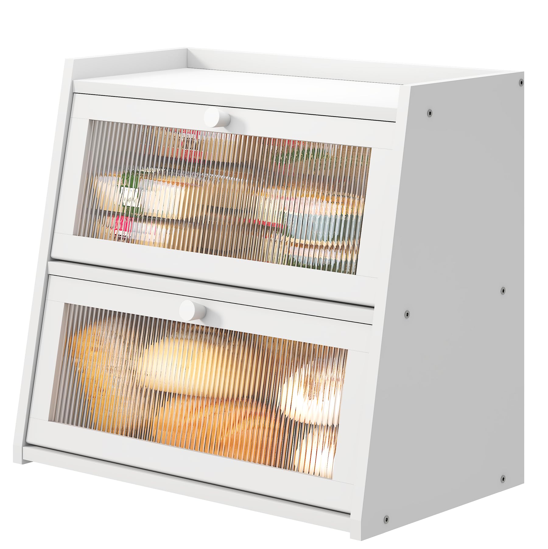 viewcare White Bread Box for Kitchen Counter, Large Bread Box With ...