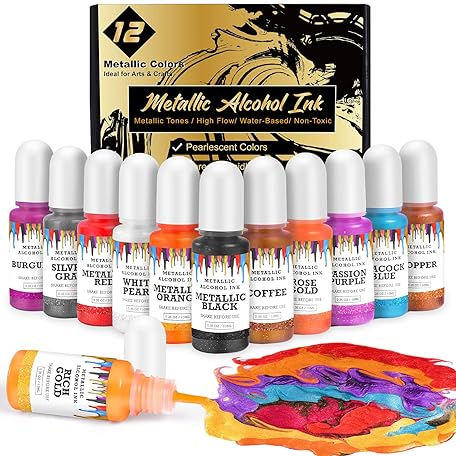 Mua Metallic Alcohol Ink Set-12 Metal Colors Alcohol Ink,Metallic ...
