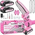 Amazon.com: Mini Chainsaw 6-Inch Battery Powered - Pink Cordless ...