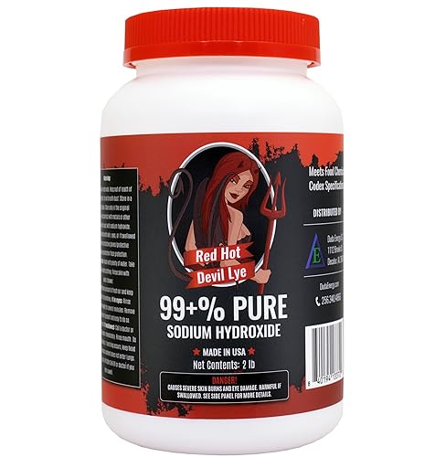 2 lb, Pack of 1 Red Hot Devil Lye Sodium Hydroxide Meets Food Chemical ...
