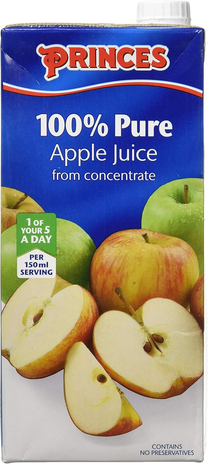 Princes 100% Pure Apple Juice from Concentrate 1 Litre x Case of 12 ...