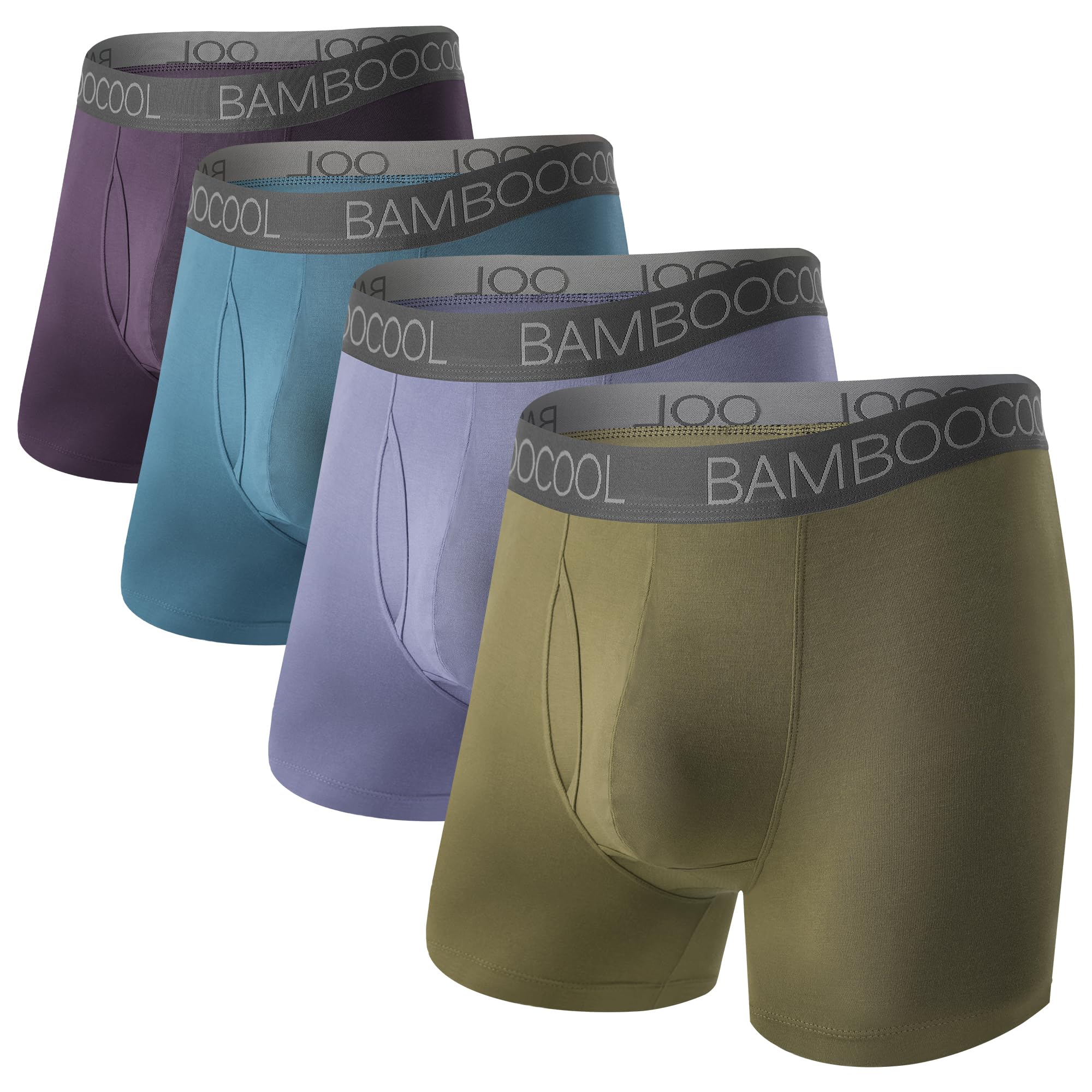 BAMBOO COOL Men's Underwear Dual Pouchs Boxer Briefs Support Ball Pouch ...