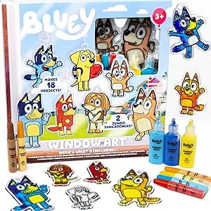 Amazon.com: Bluey Window Art Suncatchers for Kids, Window Art Kit ...