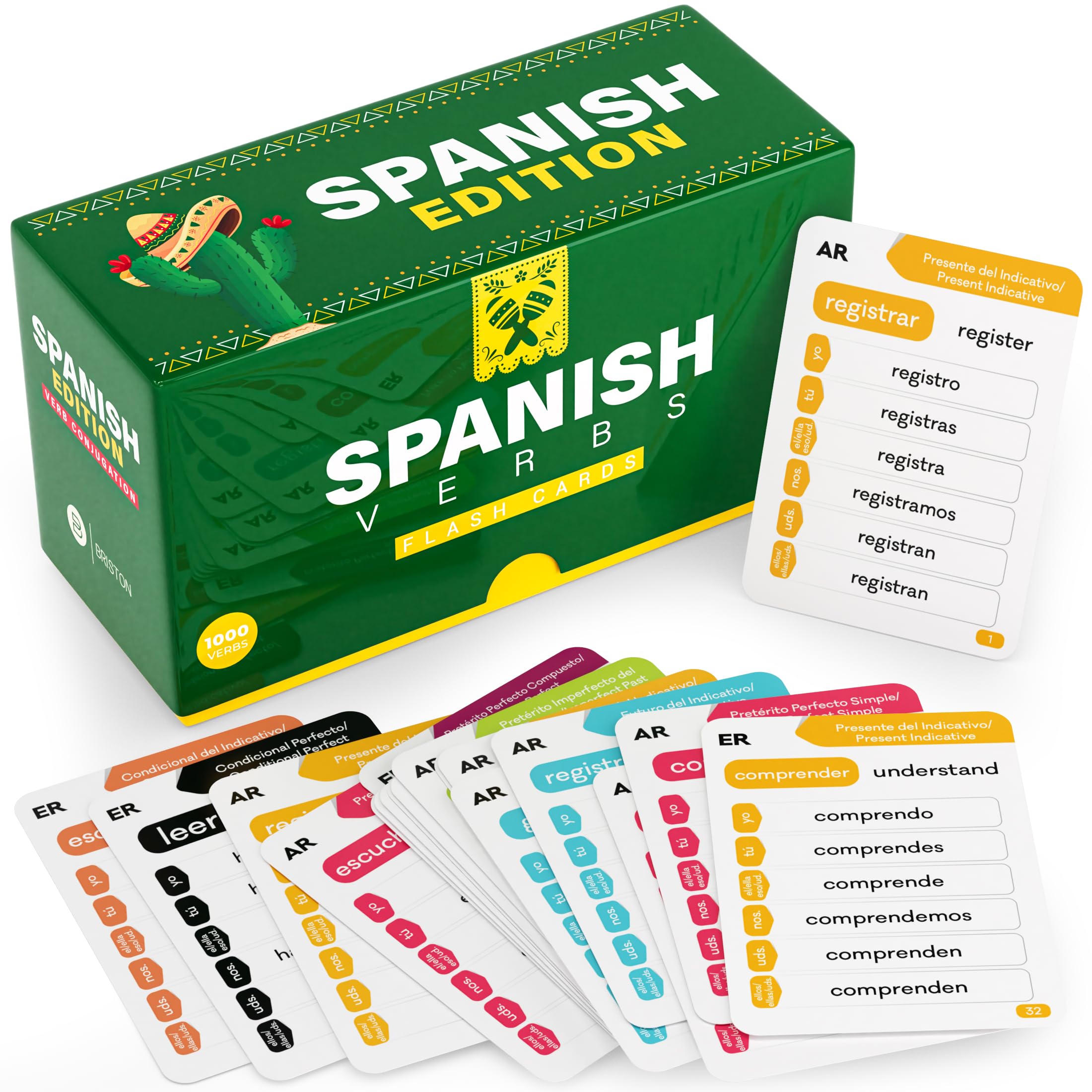 Mua Spanish Verb Conjugation Flash Cards – 1,000 Verbs, 9 Tenses ...