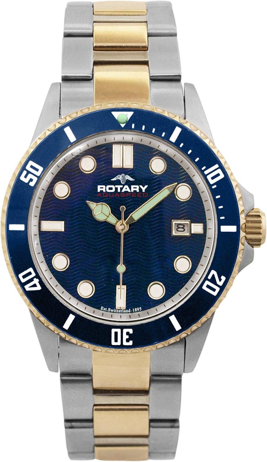Rotary Aquaspeed Men's Quartz Watch with Blue Dial Analogue Display and ...