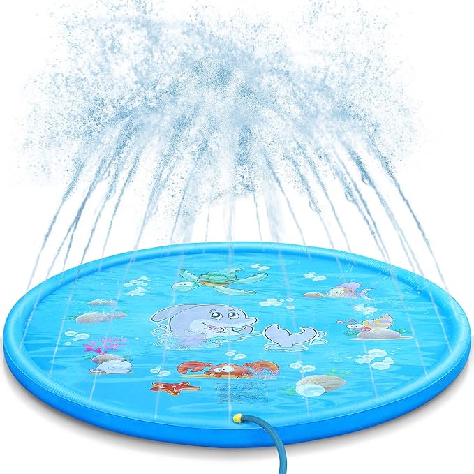 Amazon.com: Splash Pad, 69 Inch No More Burst Sprinkle and Splash Play ...