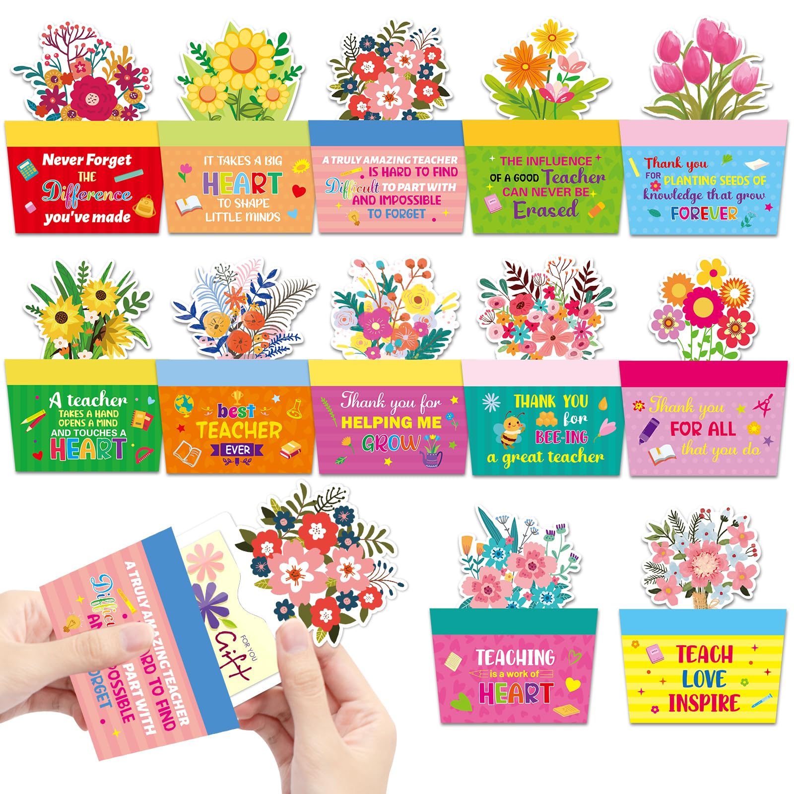 12 Pcs Teacher Appreciation Gift Card Holders Money Card Sleeves ...