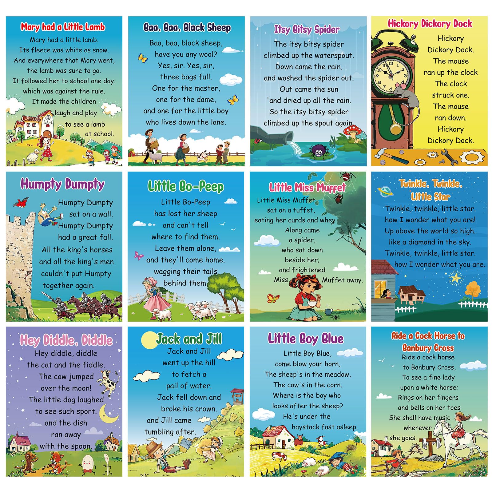 Mua Dunzoom 12 Pcs Nursery Rhyme Posters Educational Preschool Posters ...