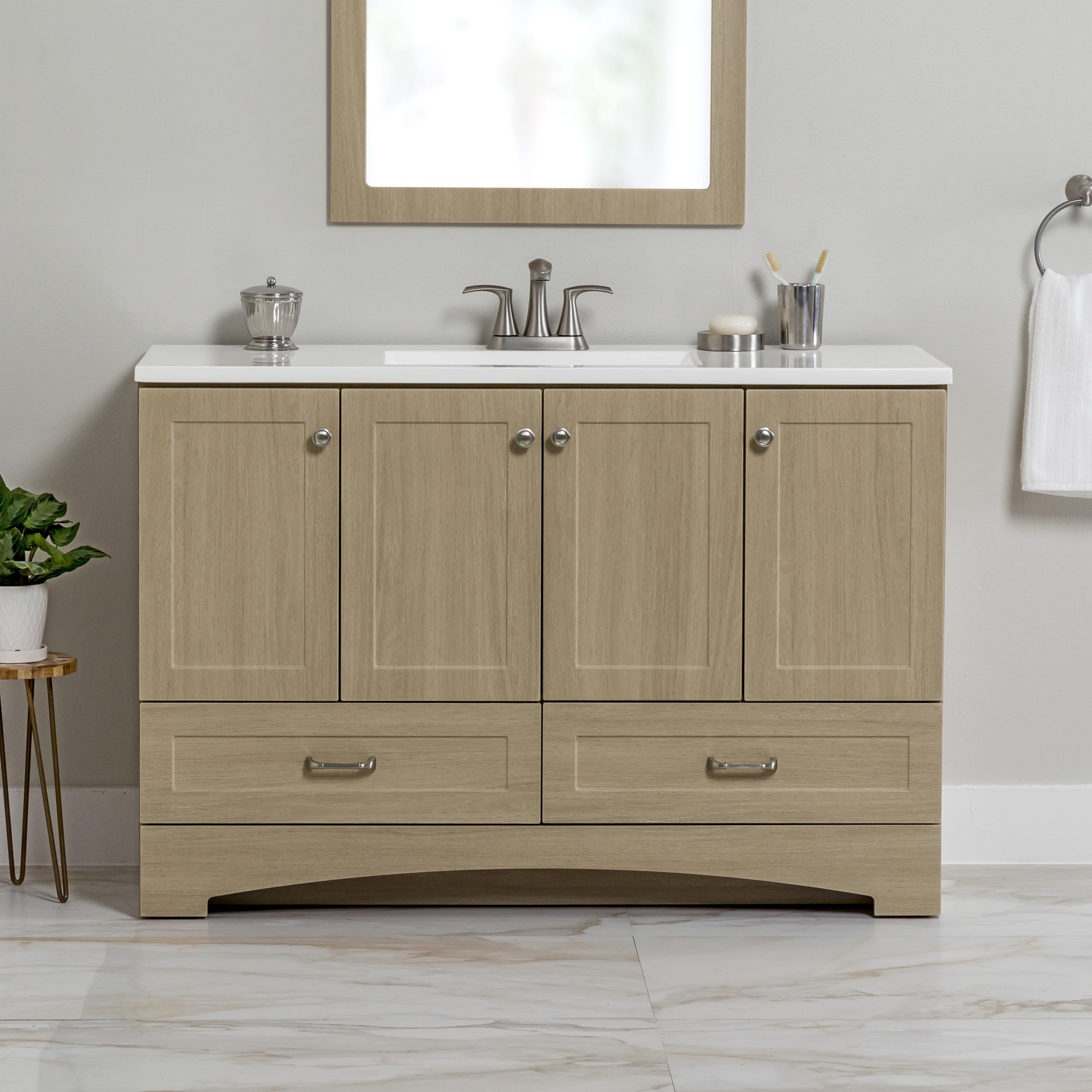 Spring Mill Cabinets Emlyn 48 Inch Bathroom Vanity with White Single ...