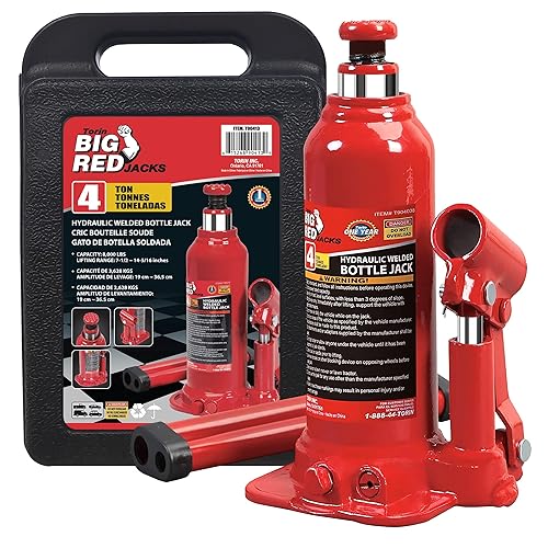 Torin T90413 Big Red Hydraulic Bottle Jack with Carrying Case, 4 Ton ...