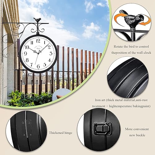 Double Sided Outdoor Clock Thermometer Stonegate Granite Garden Clock