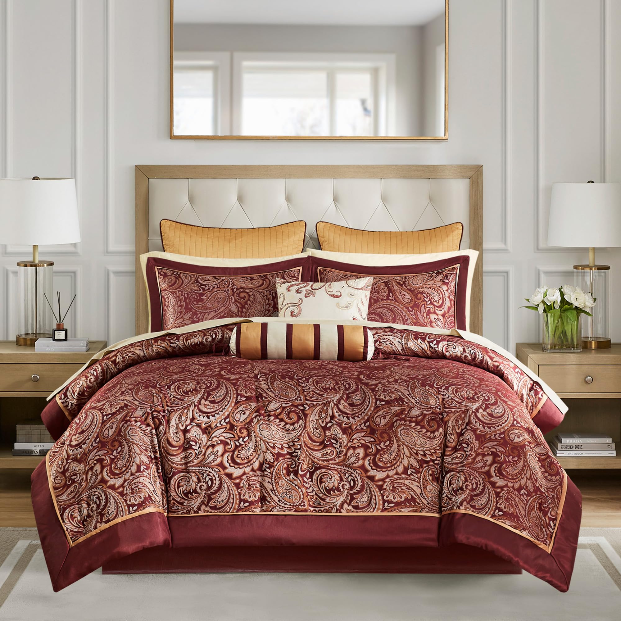 Madison Park Aubrey Cozy Comforter Set, Faux Silk Jacquard Paisley ...