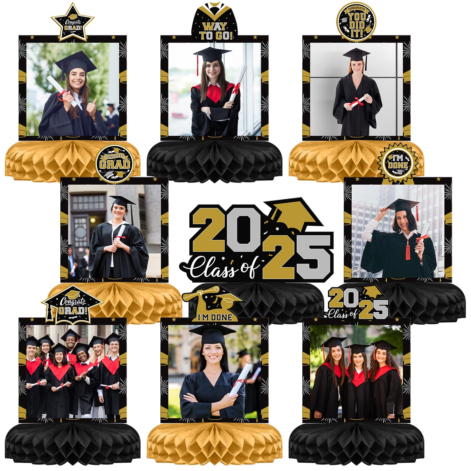 Soulchen 9 Pcs Class of 2025 Graduation Centerpieces for Tables Photo ...