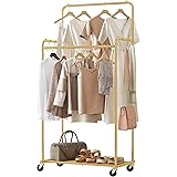 Amazon.com: Simple Trending Double Rod Clothes Garment Rack, Heavy Duty ...