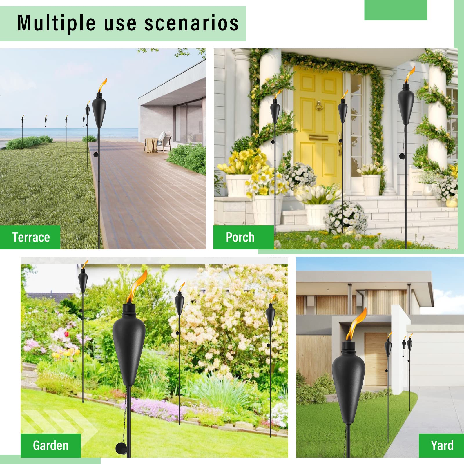 Mua ZSZMFH Upgraded Home Garden Torch Set of 6, Outdoor Metal Torch ...