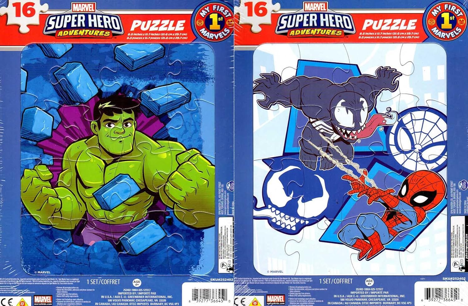 Marvel Super Hero Adventures - 16 Pieces Jigsaw Puzzle - (Set of 2 ...