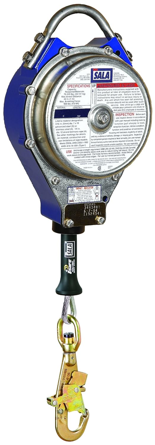 Dbi/Sala, 3400006 Self Retracting Lifeline, Sealed Block, 50' Stainless ...