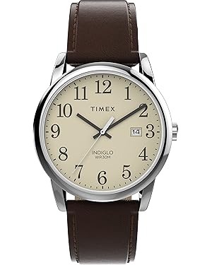 Amazon.com: Timex Men's Easy Reader 38mm Watch - Brown Strap Cream Dial ...